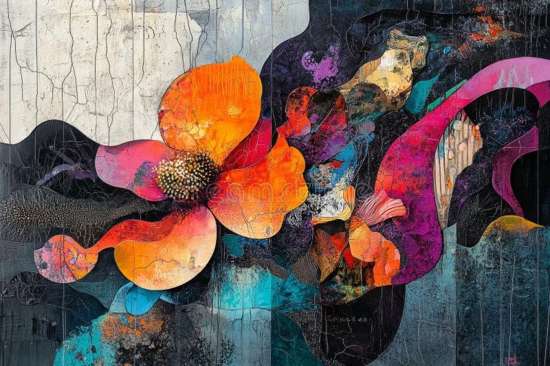 Abstract Flower Painting Exploding with Vibrant Colors and Textures ...