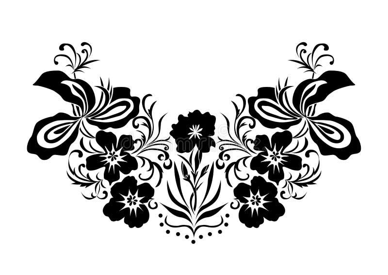 Abstract Flower Pattern Design for the Collar T-shirt , Isolated Stock ...