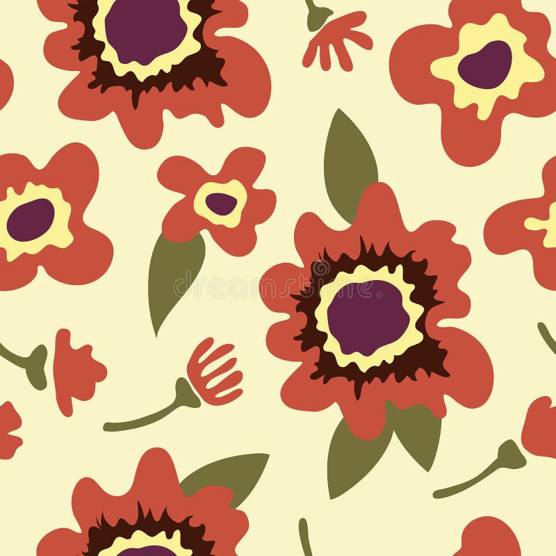 Abstract Flower Retro Seamless Pattern Stock Vector - Illustration of ...
