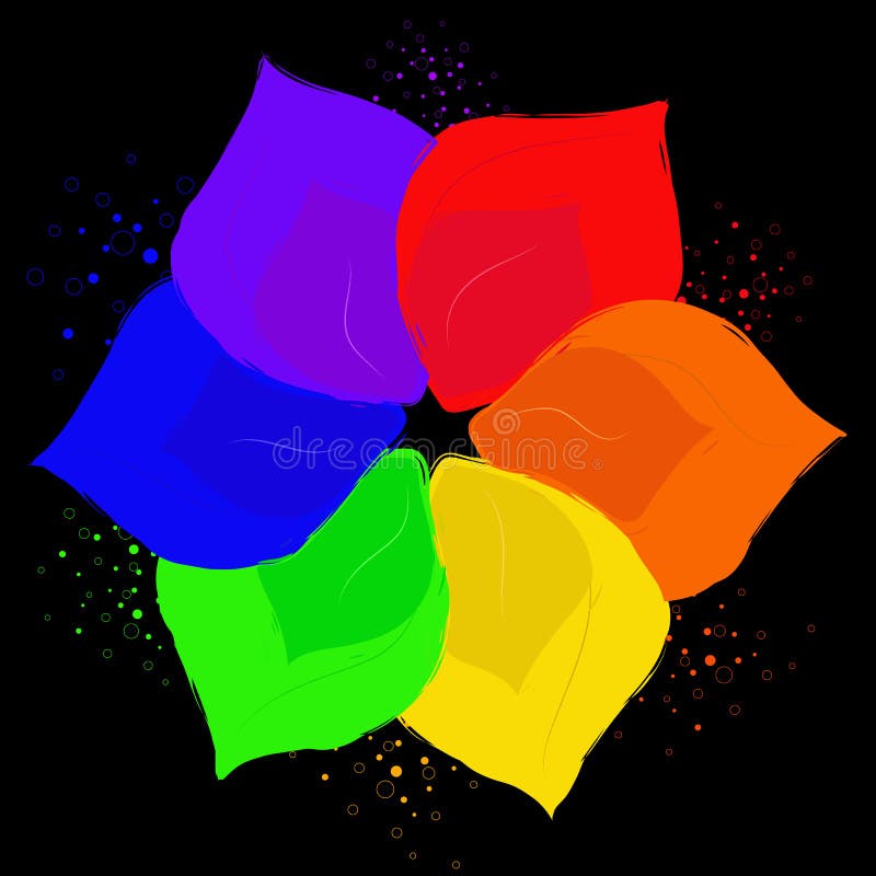 Abstract Flower in Six Colors Stock Vector - Illustration of ...
