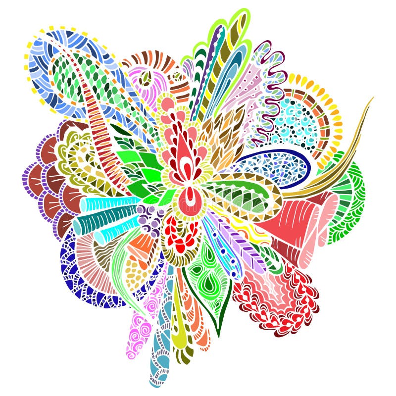 Abstract Flower in the Style of Doodle. Stock Vector - Illustration of ...