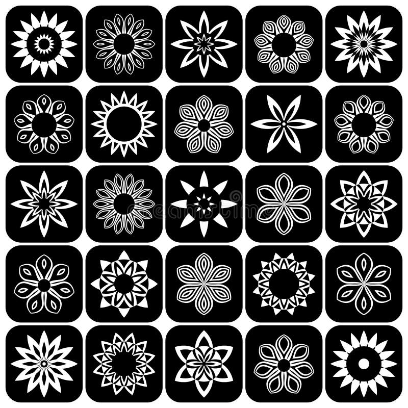 Abstract Flower, Sun and Star Icons. Design Elements Set Stock Vector ...