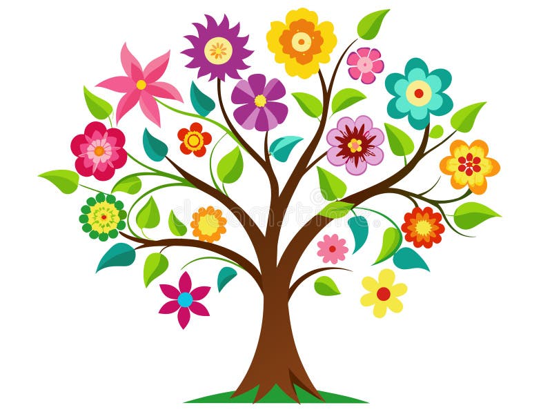 Abstract Flower Tree on a White Background, Stock Vector - Illustration ...