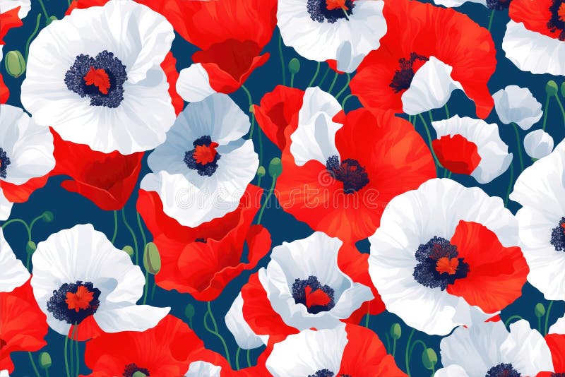 Abstract Flowers Background, Red Poppies Flowers Pattern Wallpaper ...