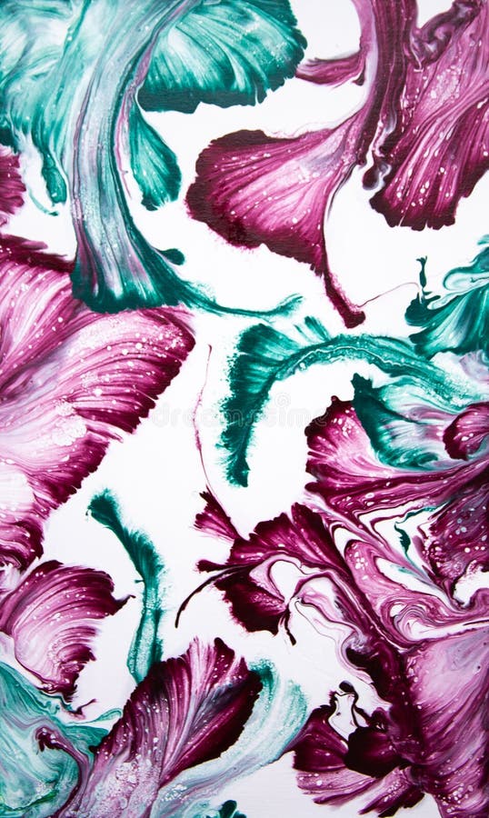 Abstract Flowers Drawn by Thread. Fluid Art Stock Photo - Image of ...