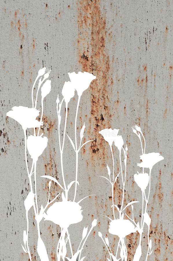 Abstract Flowers on Old Rusty Metal Texture Stock Image - Image of ...