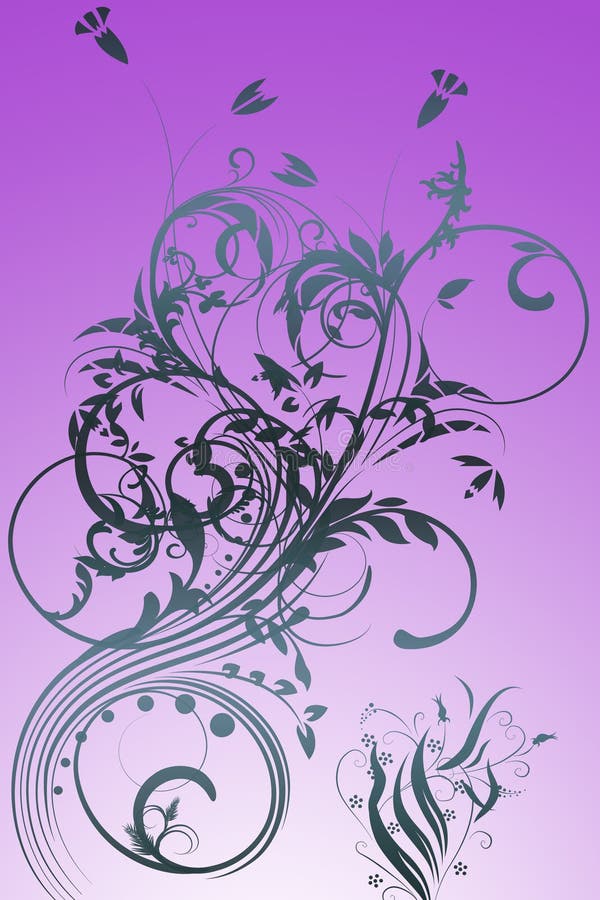 Abstract Flowers and Plants Stock Illustration - Illustration of floral ...
