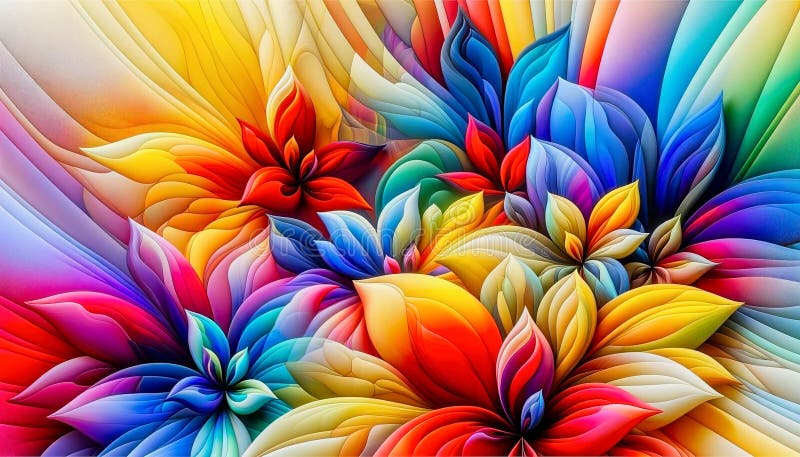 Abstract Flowers with Wide Array of Colors Stock Illustration ...