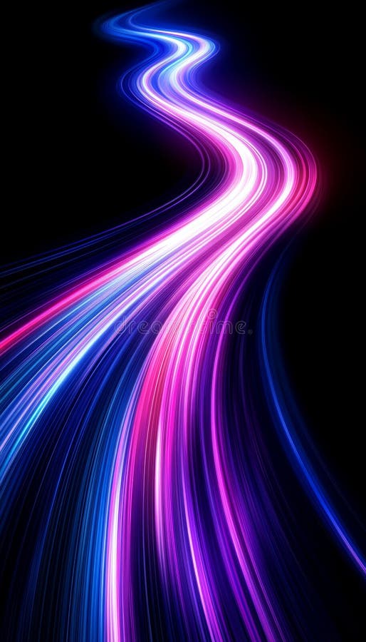 Abstract Flowing Bands of Light, Gradient Colors from Lavender To ...