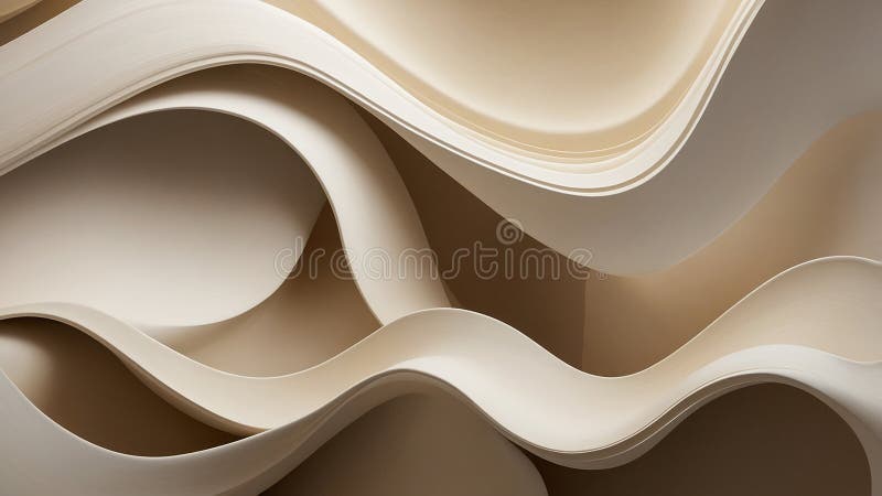 Abstract Flowing Beige Shapes with Smooth Curves and Elegant Waves ...
