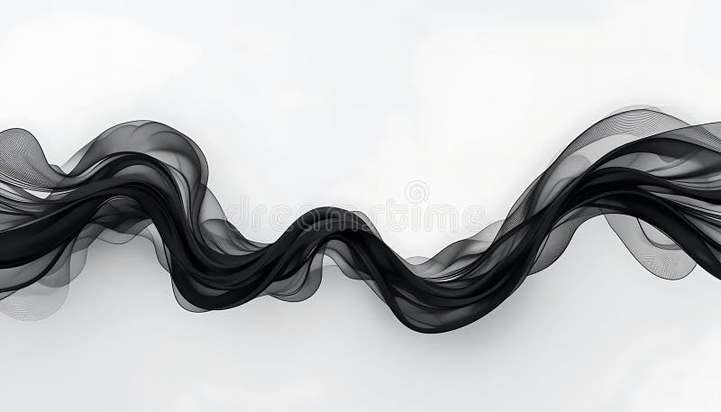 Abstract Flowing Black Fabric on White Backdrop Creates Elegant Design ...