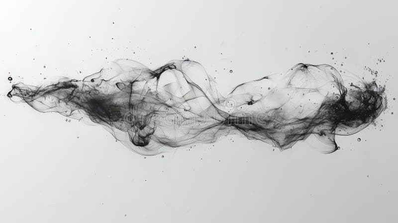 Abstract Flowing Black Ink with Soft Textures on a White Background for ...