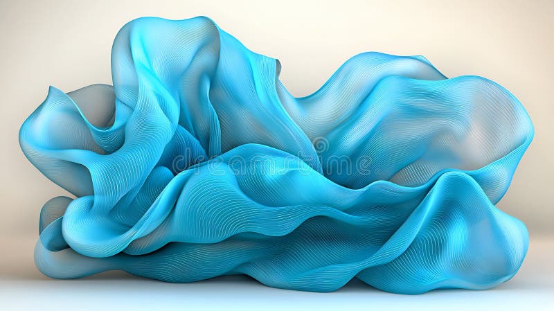 Abstract Flowing Blue Digital Fabric with Circuit Pattern - Generative ...