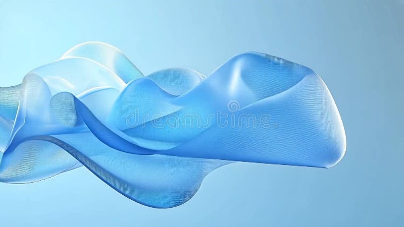 Flowing Abstract Blue Fabric Against a Solid Background, Creating Fluid ...
