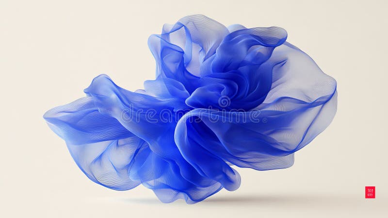 Abstract Flowing Blue Fabric with Vivid Colors and Sharp Lines ...