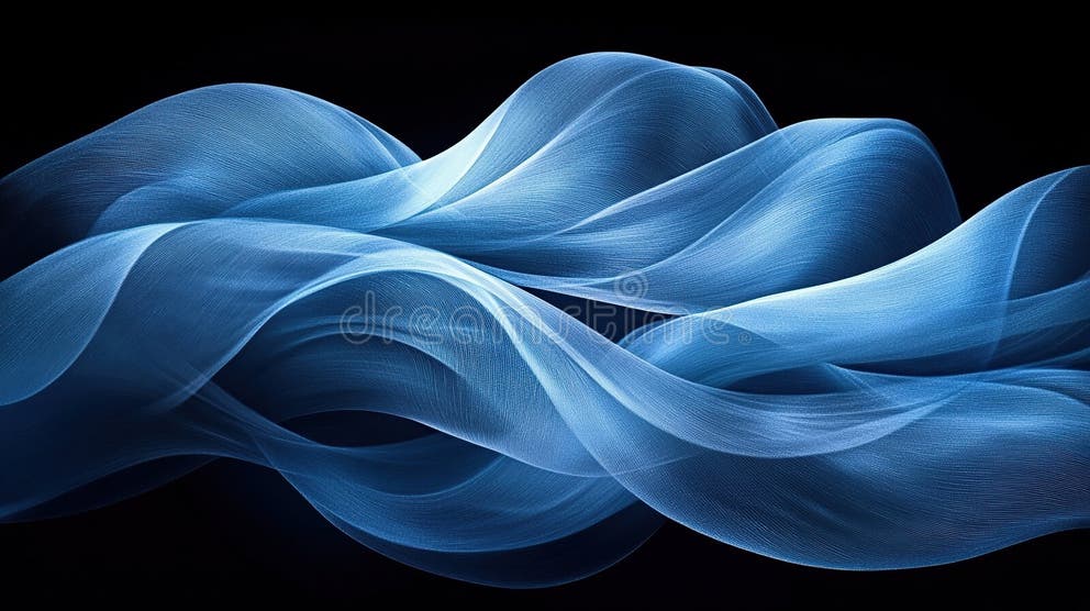 Abstract Flowing Blue Fabric Waves Against a Dark Background Stock ...