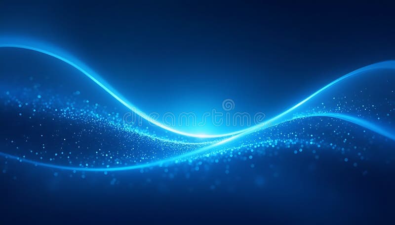 Abstract Flowing Blue Light Wave with Sparkling Particles Background ...