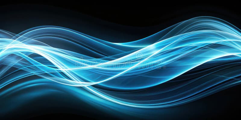 Abstract Flowing Blue Light Waves a Serene Digital Background ...
