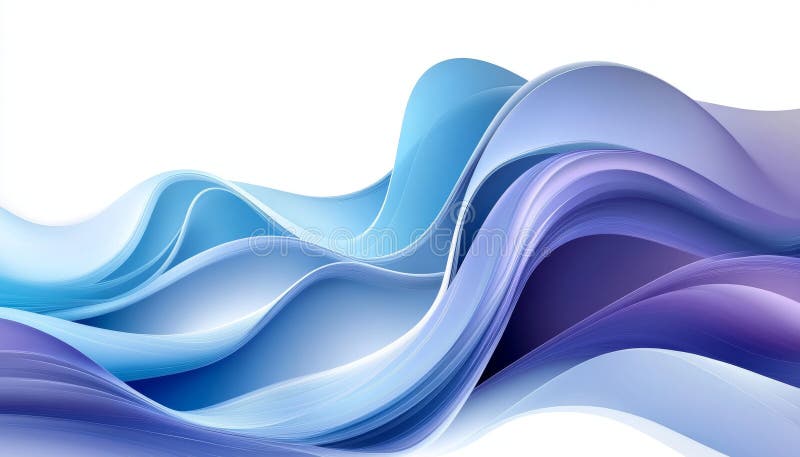 Abstract Flowing Blue Ribbon Effect on White Background, Modern Digital ...