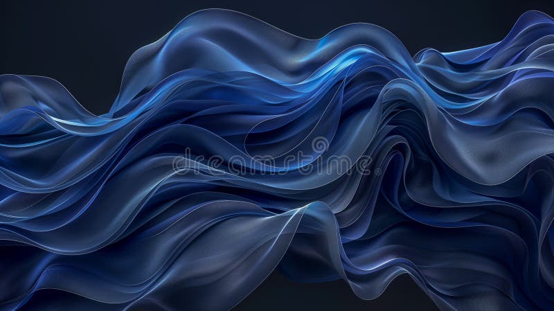 Abstract Flowing Blue Silk Waves with Soft Gradient Lighting Stock ...