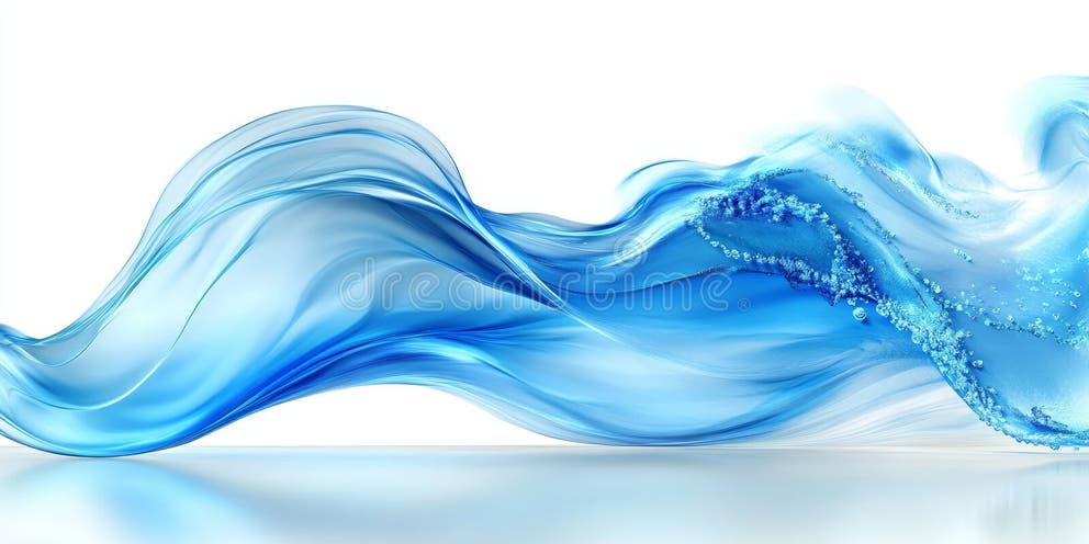 Abstract Flowing Blue Wave Render, Dynamic Curved Form Design Element ...