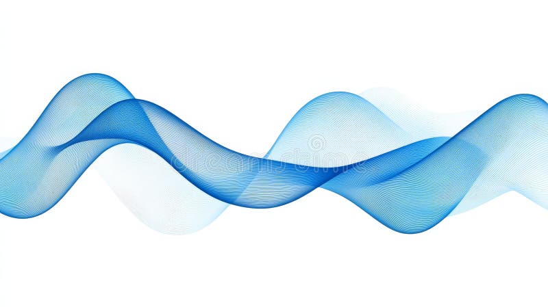 Abstract Flowing Blue Wave Ribbon Effect on White Background, Dynamic ...