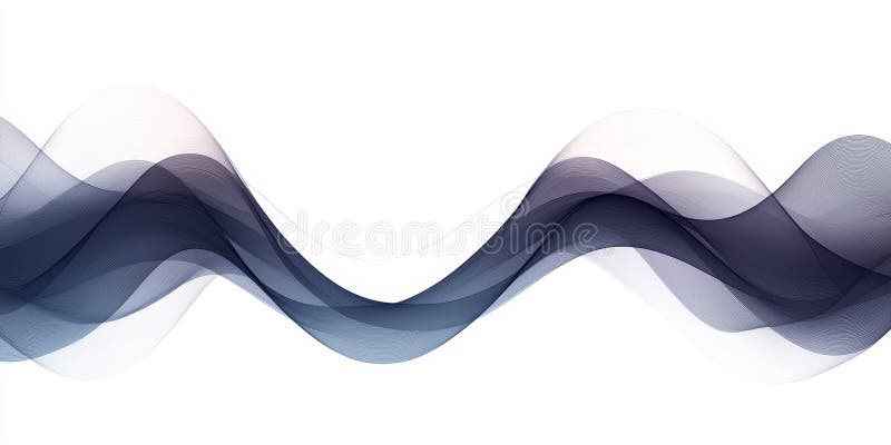 Abstract Flowing Blue Wave Shape on White Background. Minimalist Modern ...