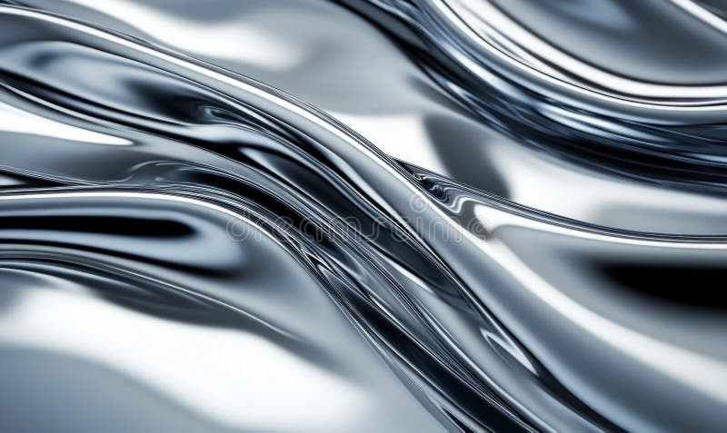An Abstract Flowing Chrome Texture with Smooth Reflections Offers a ...