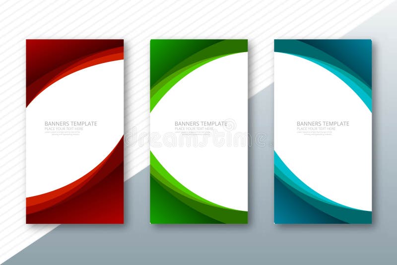 Abstract Flowing Colorful Wave Banners Set Design Stock Vector ...