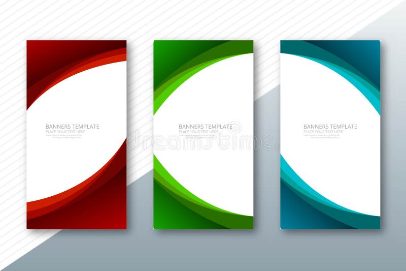 Abstract Flowing Colorful Wave Banners Set Design Stock Vector ...