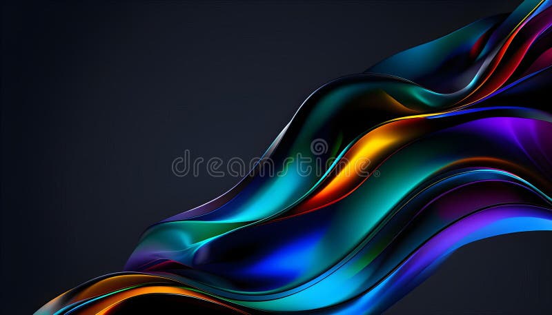 Abstract Flowing Colors in Dark Background, Vibrant Wave Pattern ...