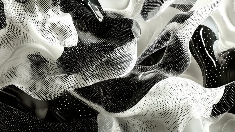 Abstract, Flowing, 3D, Dynamic, Geometric, Whimsical, Black and White ...