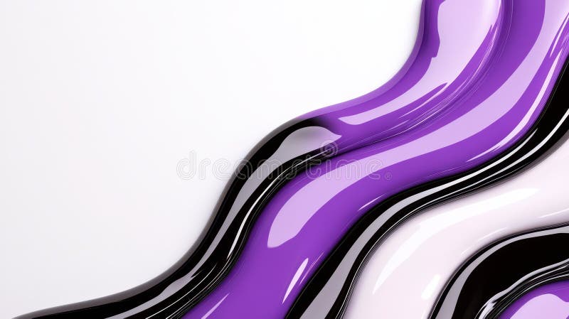 Abstract Flowing Design with Purple and Black Waves on White Background ...