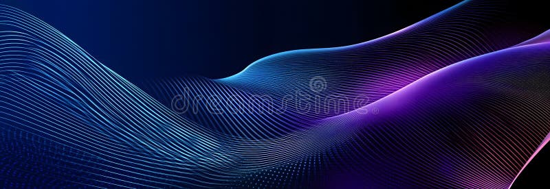 Abstract Flowing Digital Waves in Blue and Purple Gradient Dark ...