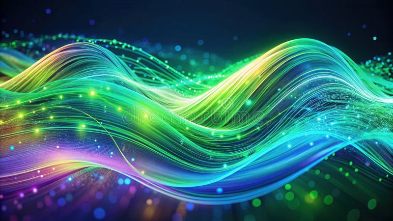 Abstract Flowing Energy Lines and Glowing Particles Background ...