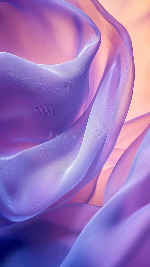Abstract Flowing Fabric in Lavender and Peach Hues with Soft Lighting. Elegant Texture and ...