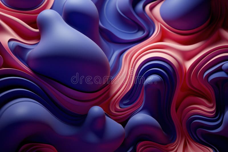 Abstract Flowing Forms in Blue and Pink Stock Illustration ...