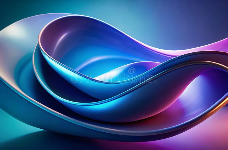 Abstract, Flowing Forms with Glossy Finish, Showcasing Depth and ...
