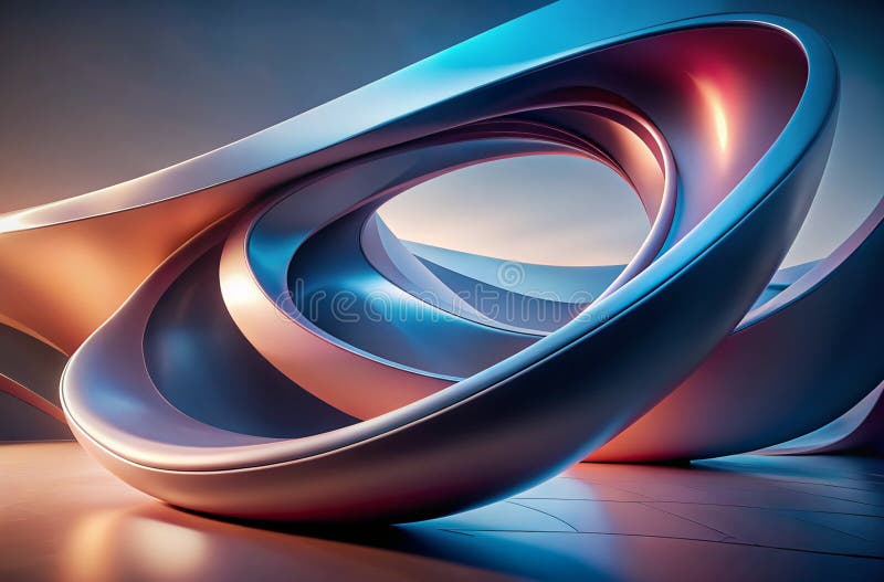 Abstract, Flowing Forms with Glossy Finish, Showcasing Depth and ...