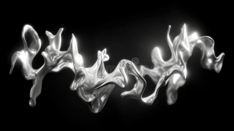 Abstract Flowing Forms Suggest Metallic Liquid Motion Against Dark ...
