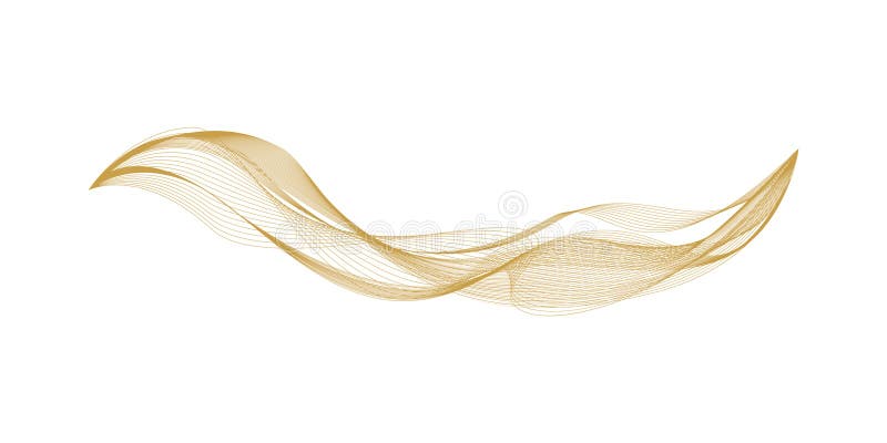 Abstract Flowing Gold Wave Lines Graphic on White Background Stock ...