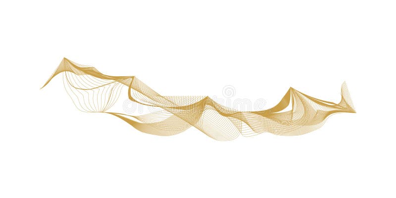 Abstract Flowing Gold Wave Lines Style on White Background Stock ...