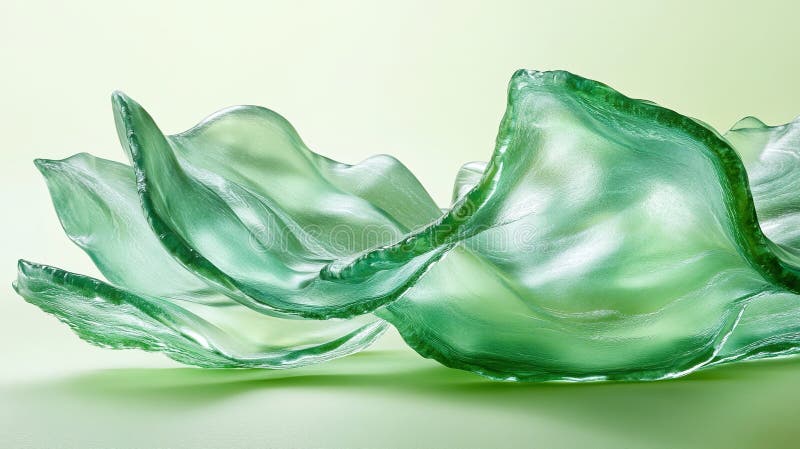 Abstract Flowing Green Glass Waves with Smooth Texture Stock Photo ...