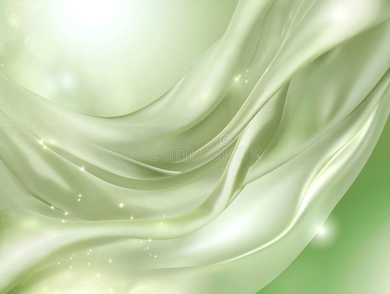 Abstract Flowing Green Silk Fabric Soft Waves Elegant Texture Subtle ...