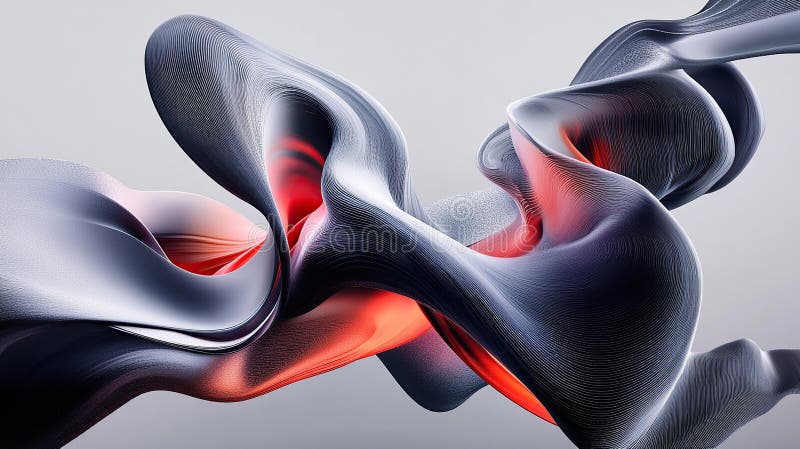 Abstract Flowing Grey Red Forms, Digital Art, Grey Background, Website ...