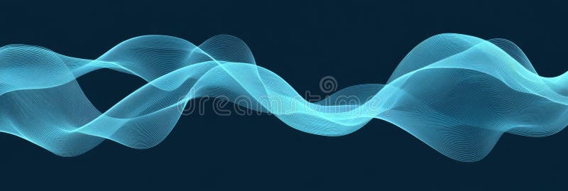 Abstract Flowing Light Blue Waveform on Dark Blue, Digital Art, Smooth ...