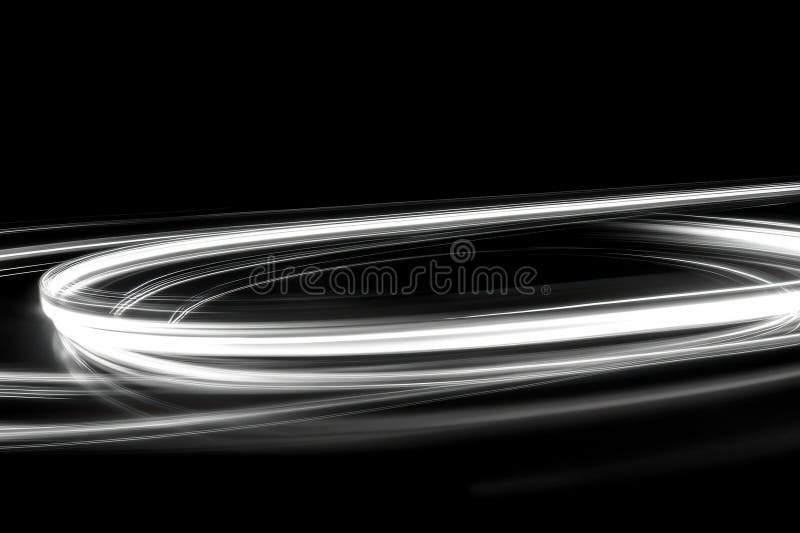 Abstract Flowing Light Lines in Motion Against Black, Dynamic Concept ...