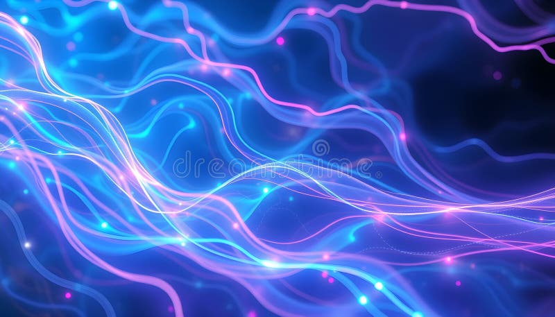 Abstract Flowing Light Trails with Glowing Particles Stock Illustration ...