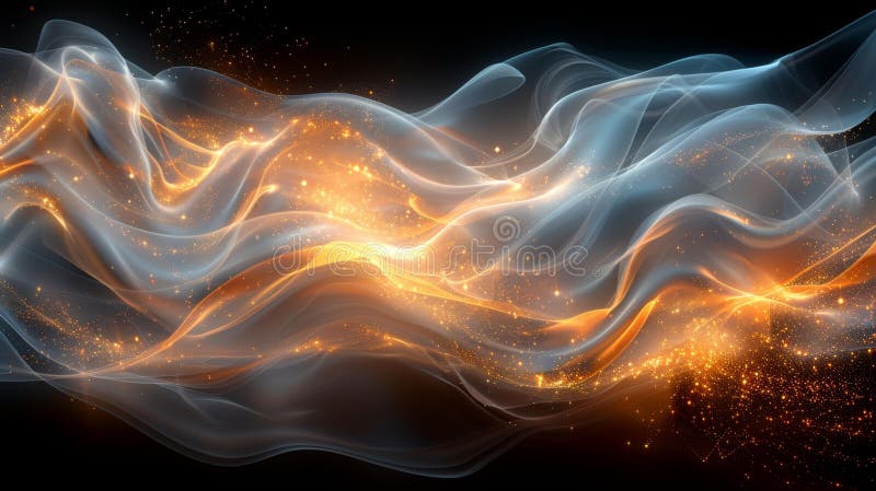 Abstract Flowing Light Waves - Generative Ai Stock Illustration ...