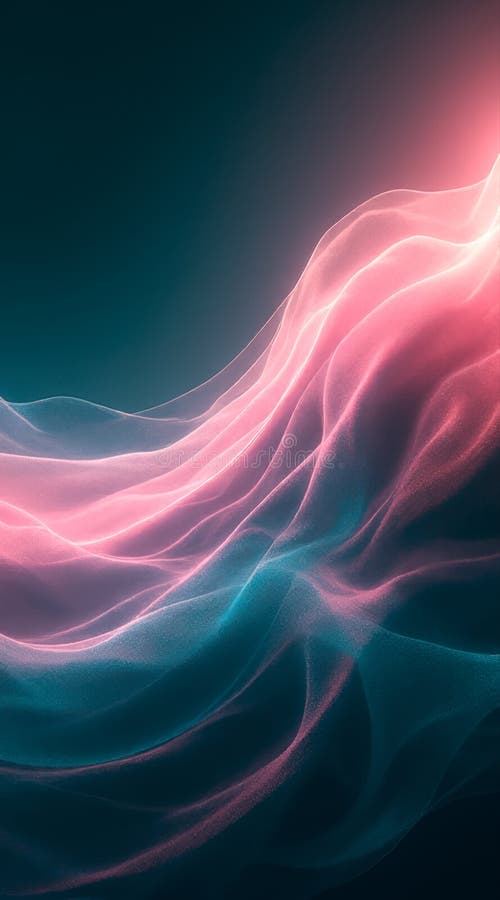 Abstract Flowing Light Waves, Soft Pink and Blue Gradient, High ...